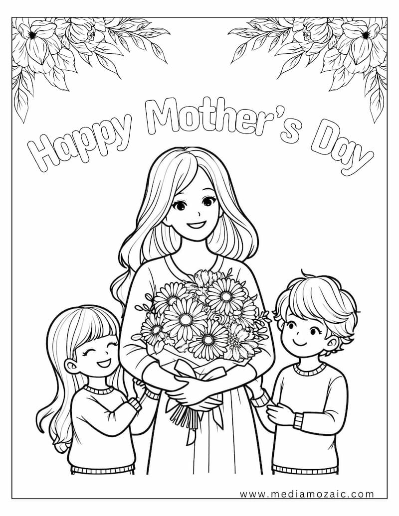 Happy Mothers Day Coloring Pages (Free Printables) - Media Mozaic