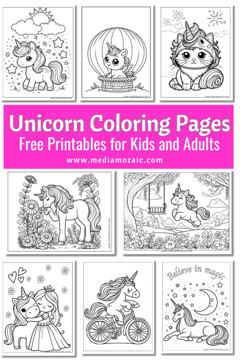 70 Unicorn Coloring Pages (Free Printable PDFs) - Media Mozaic