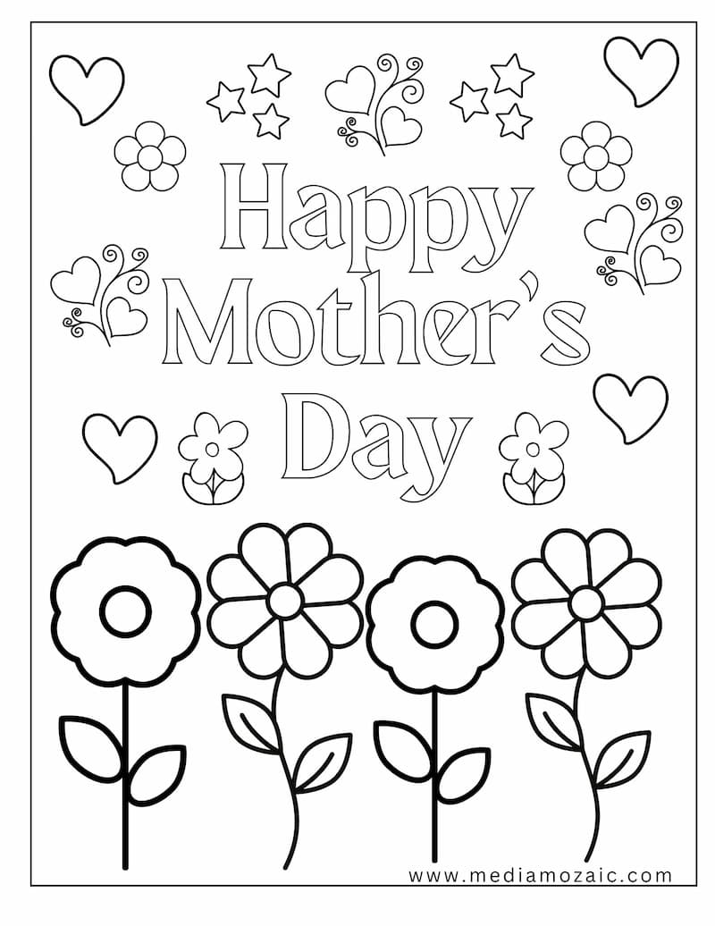 Happy Mothers Day Coloring Pages (Free Printables) - Media Mozaic