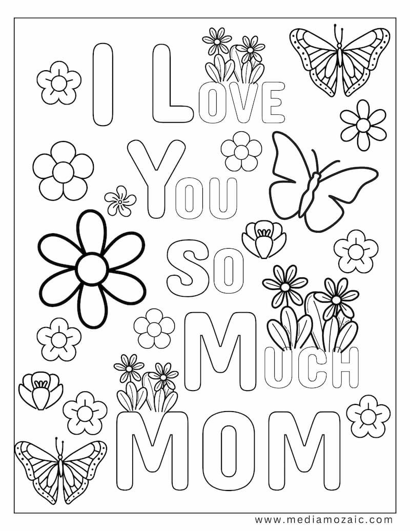 Happy Mothers Day Coloring Pages (Free Printables) - Media Mozaic