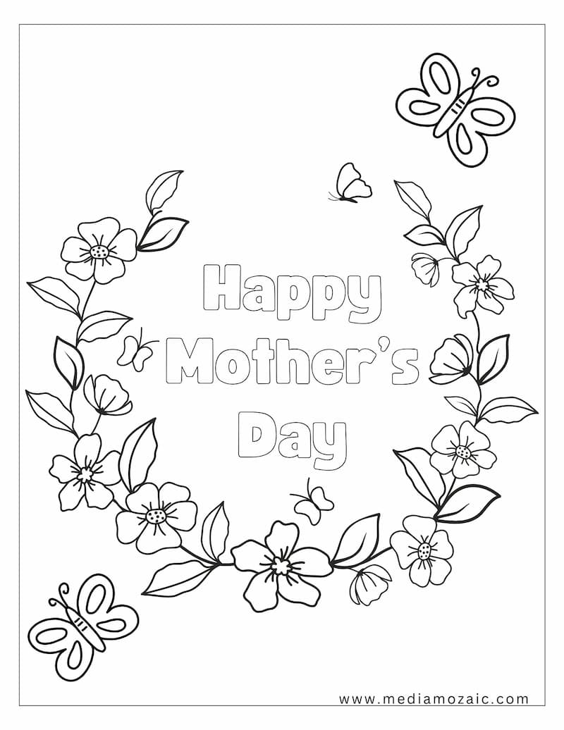 Happy Mothers Day Coloring Pages (Free Printables) - Media Mozaic