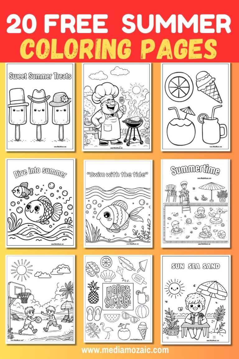 28 Free Printable Summer Coloring Pages (PDF Printables) - Media Mozaic