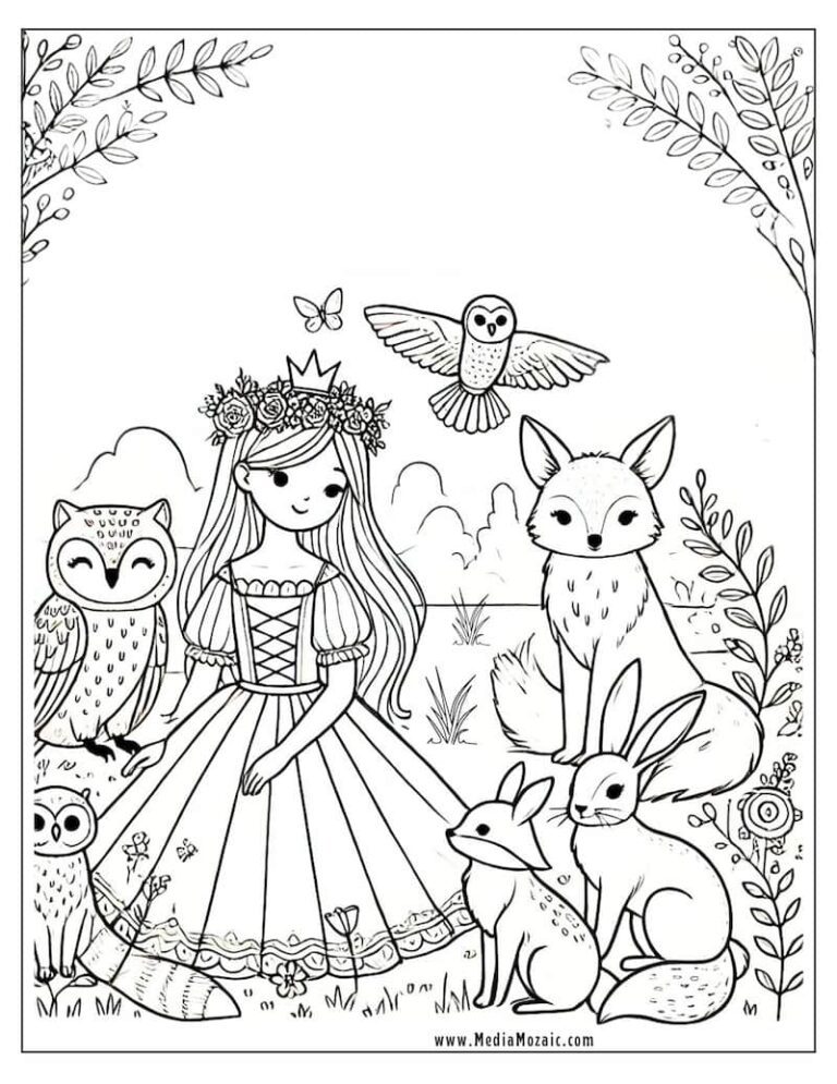 Free Princess Coloring Pages | Printable Princess Pictures - Media Mozaic