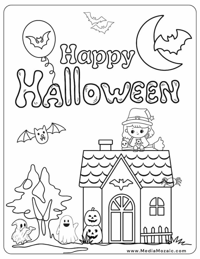 10 Spooky Cute Halloween Coloring Pages for All Ages! - Media Mozaic👻🎃