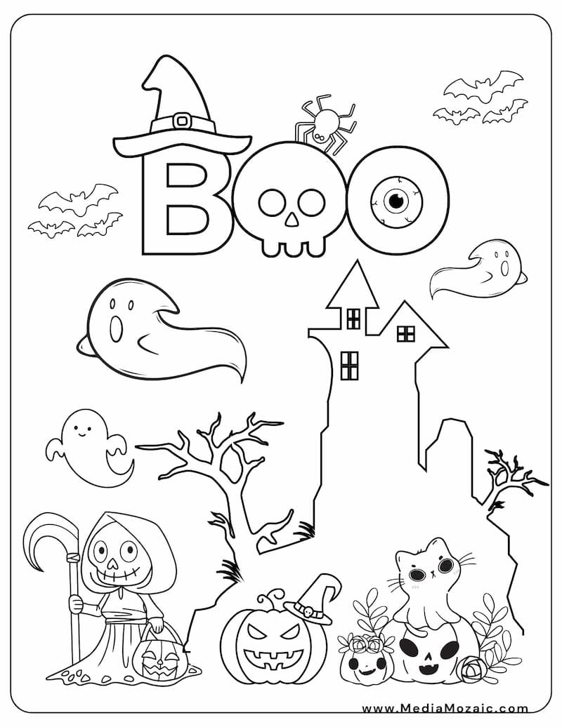10 Spooky Cute Halloween Coloring Pages for All Ages! - Media Mozaic👻🎃