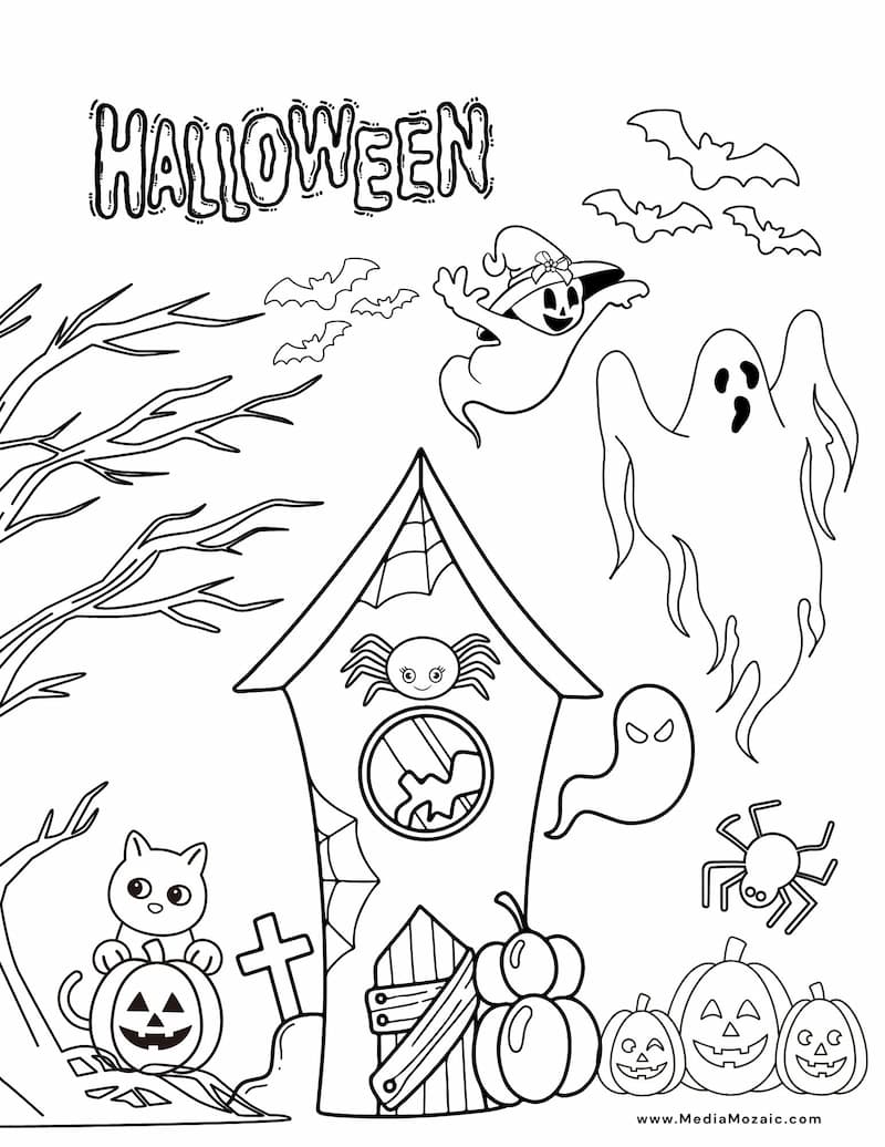 10 Spooky Cute Halloween Coloring Pages for All Ages! - Media Mozaic👻🎃