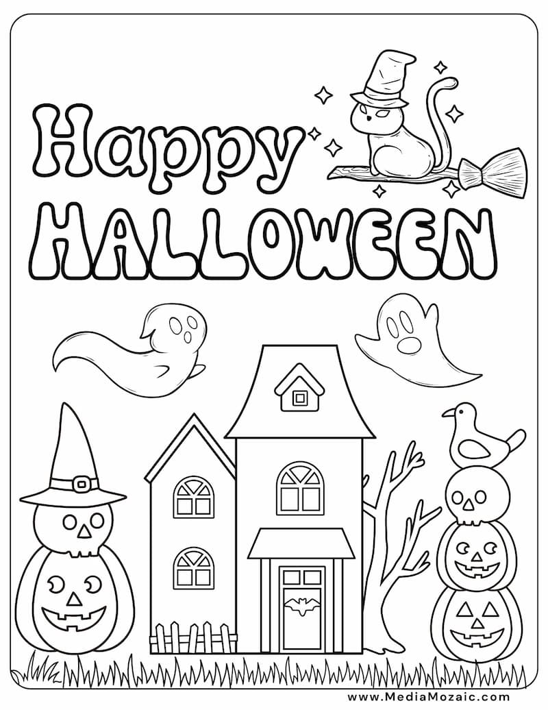10 Spooky Cute Halloween Coloring Pages for All Ages! - Media Mozaic👻🎃