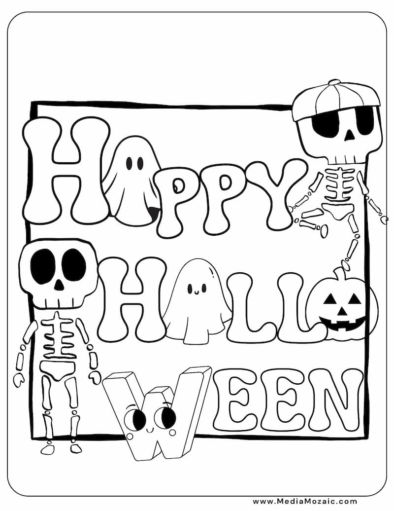 10 Spooky Cute Halloween Coloring Pages for All Ages! - Media Mozaic👻🎃