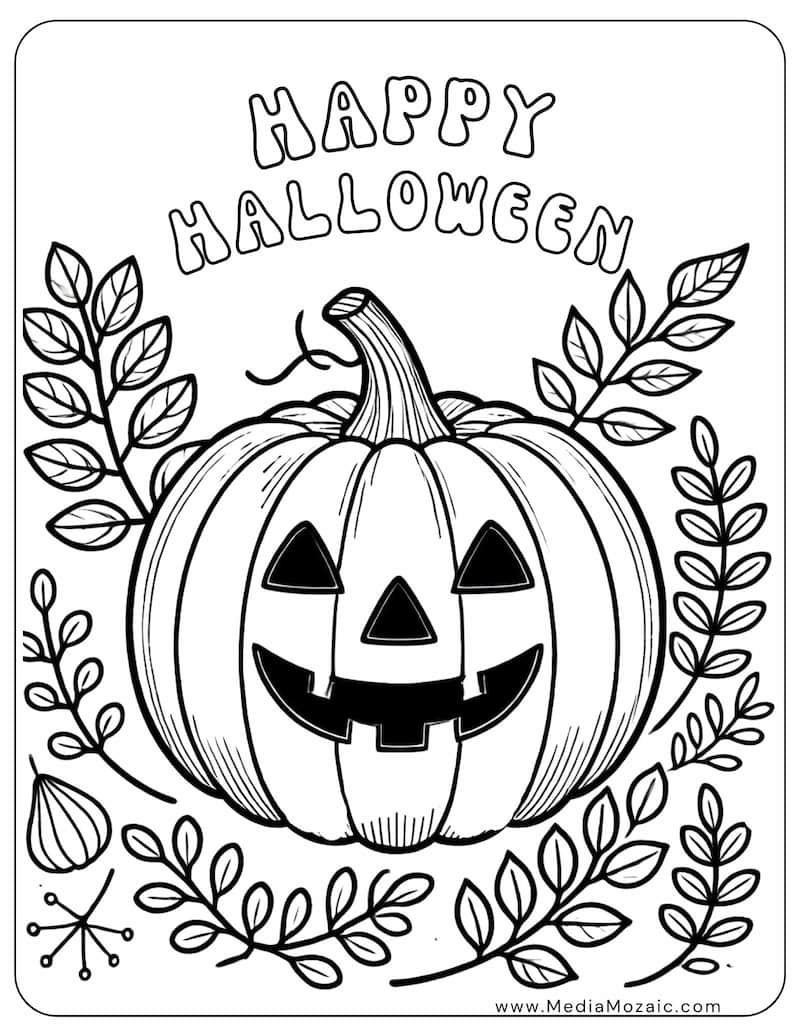 Jack O Lantern Coloring Pages 🎃(Free Printable PDF) - Media Mozaic
