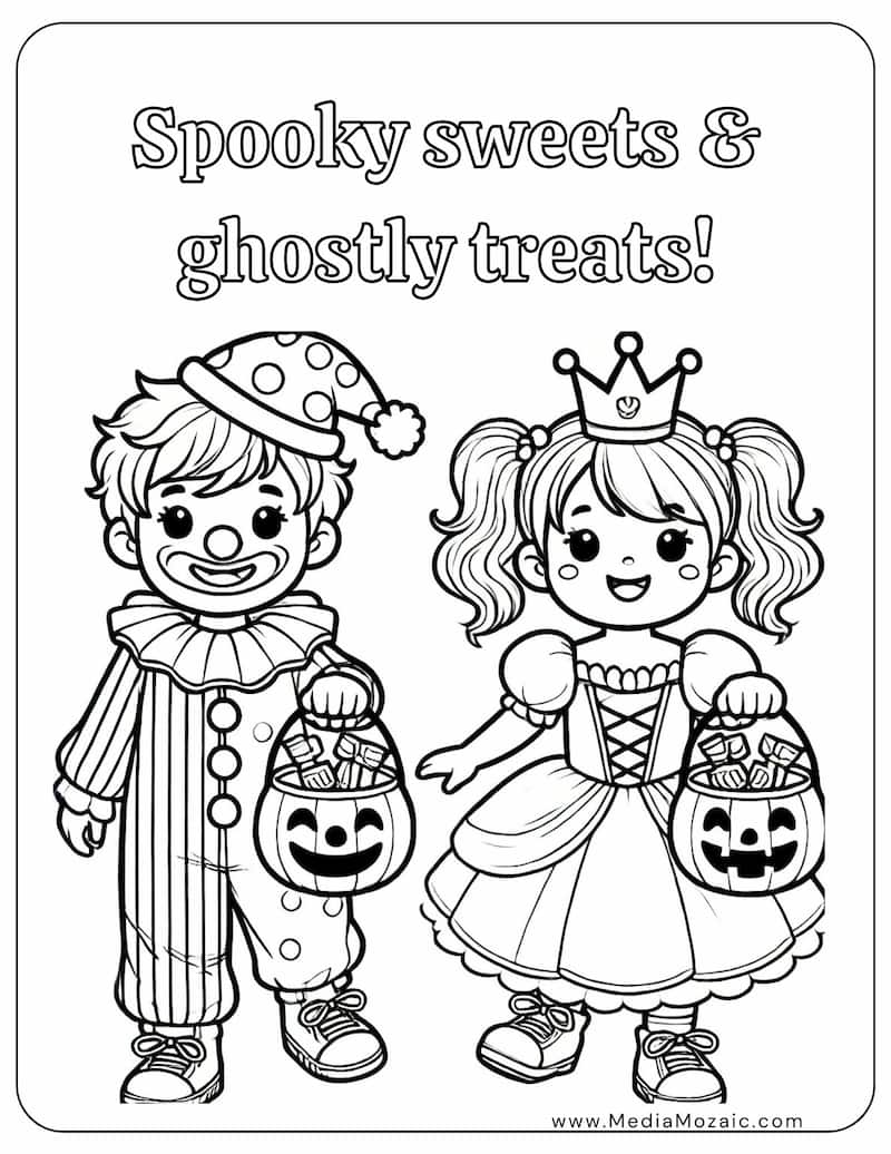 Trick or Treat Coloring Pages for Kids 🍬 🍭2025 - Media Mozaic