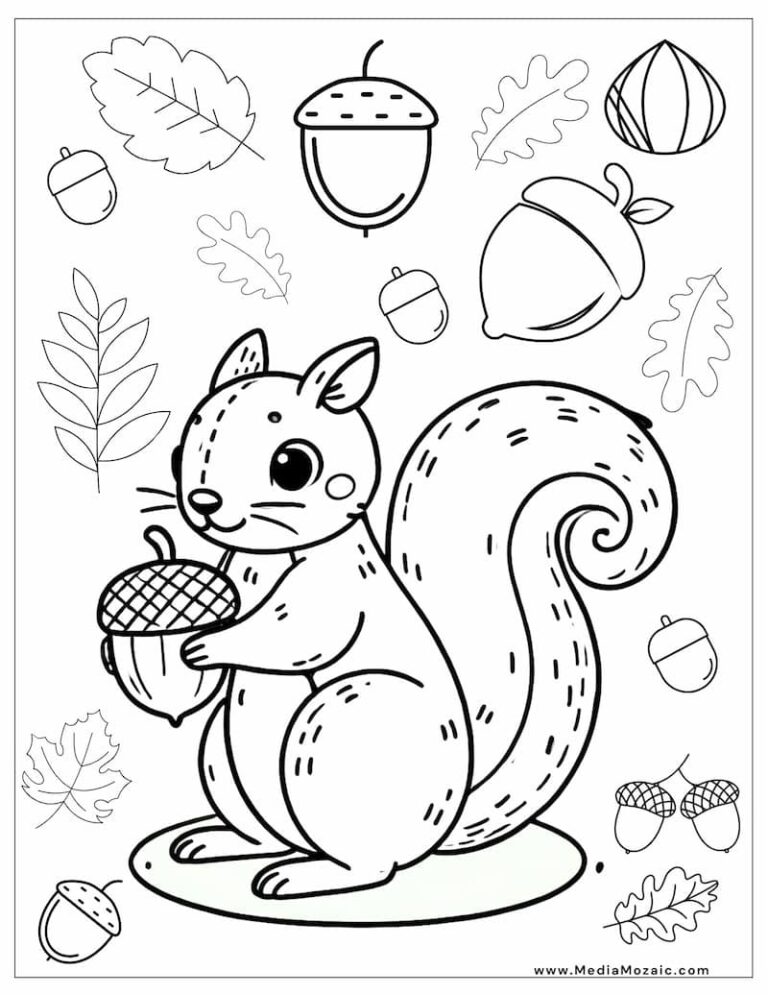 12 Autumn & Fall Coloring Pages (Free PDF Printables) 🍁- Media Mozaic