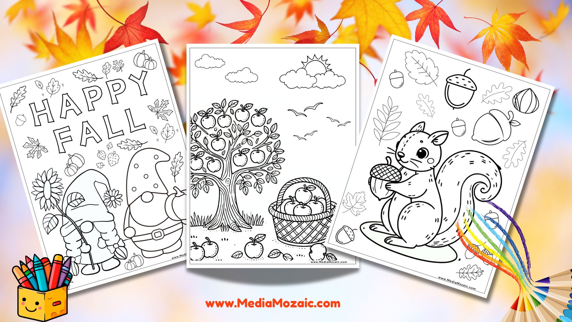 12 Autumn & Fall Coloring Pages (Free PDF Printables) 🍁- Media Mozaic