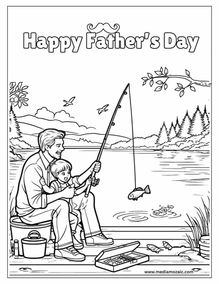 10 Free Fathers Day Coloring Pages (PDF Printables) - Media Mozaic