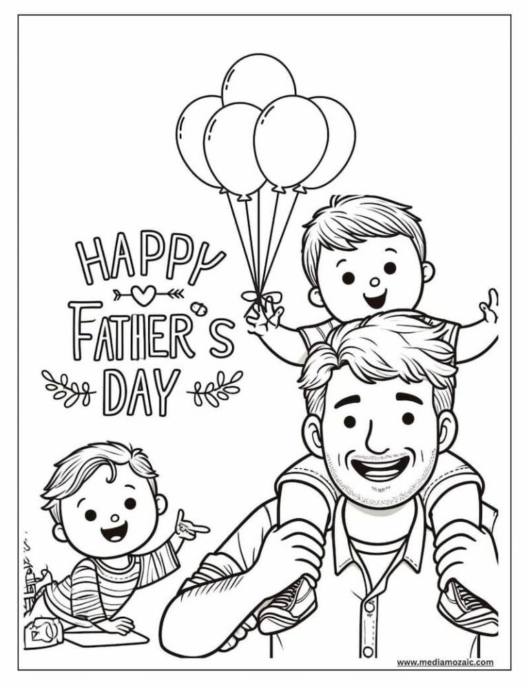 10 Free Fathers Day Coloring Pages (PDF Printables) - Media Mozaic