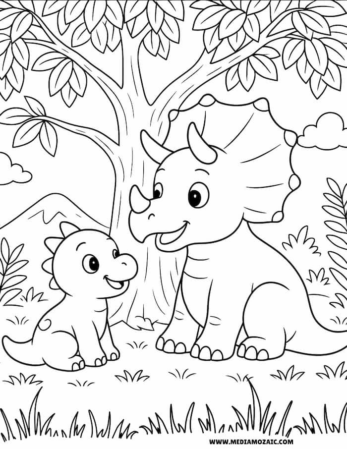14 Simple & Cute Dinosaur Coloring Pages(Printable Free PDFs) - Media ...
