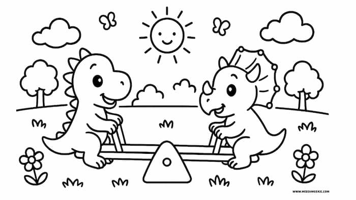 14 Simple & Cute Dinosaur Coloring Pages(Printable Free PDFs) - Media ...