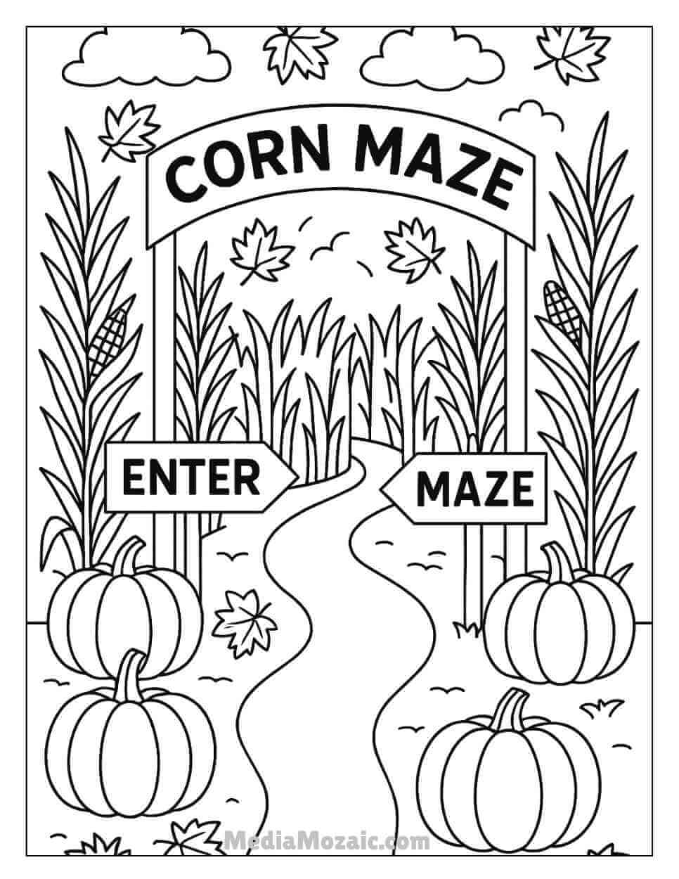 Free Printable Thanksgiving Coloring Pages for kids & Adults - Media Mozaic