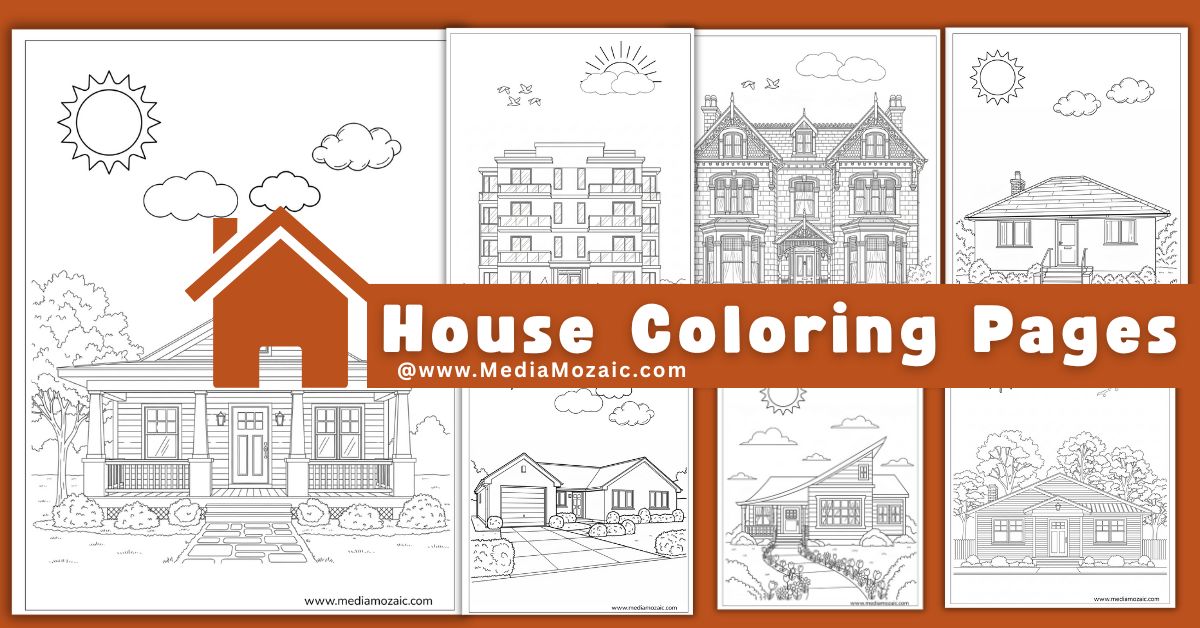 Free Printable House Coloring Pages for Kids & Adults — Relaxing and ...