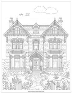 Free Printable House Coloring Pages for Kids & Adults — Relaxing and ...